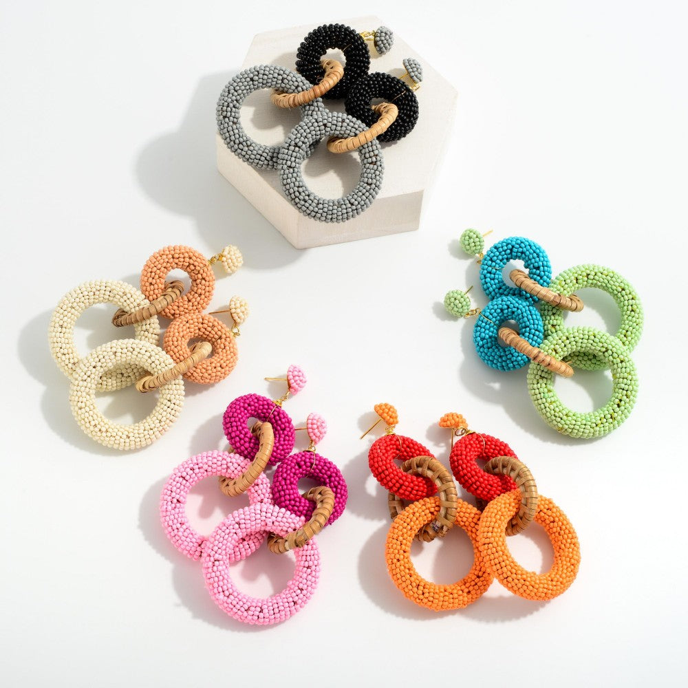 Seed Bead Raffia Circle Earrings – RM Boutique